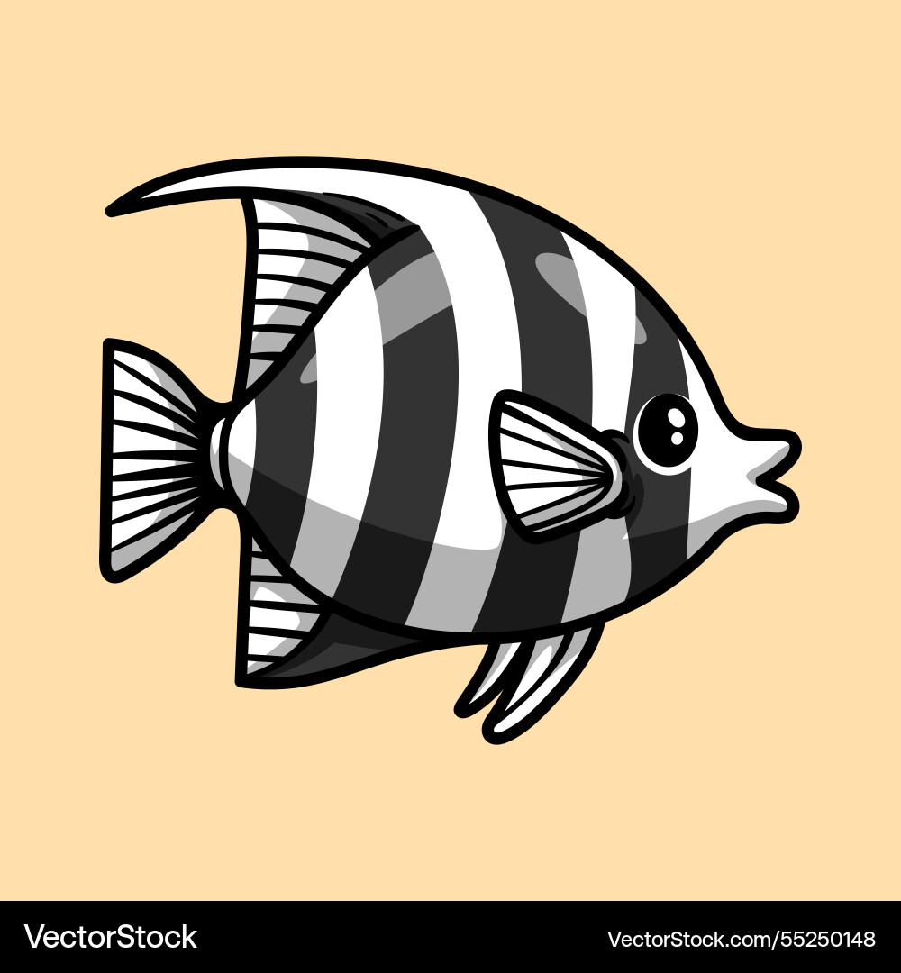 Fun cute tropical angelfish fish cartoon colored Vector Image