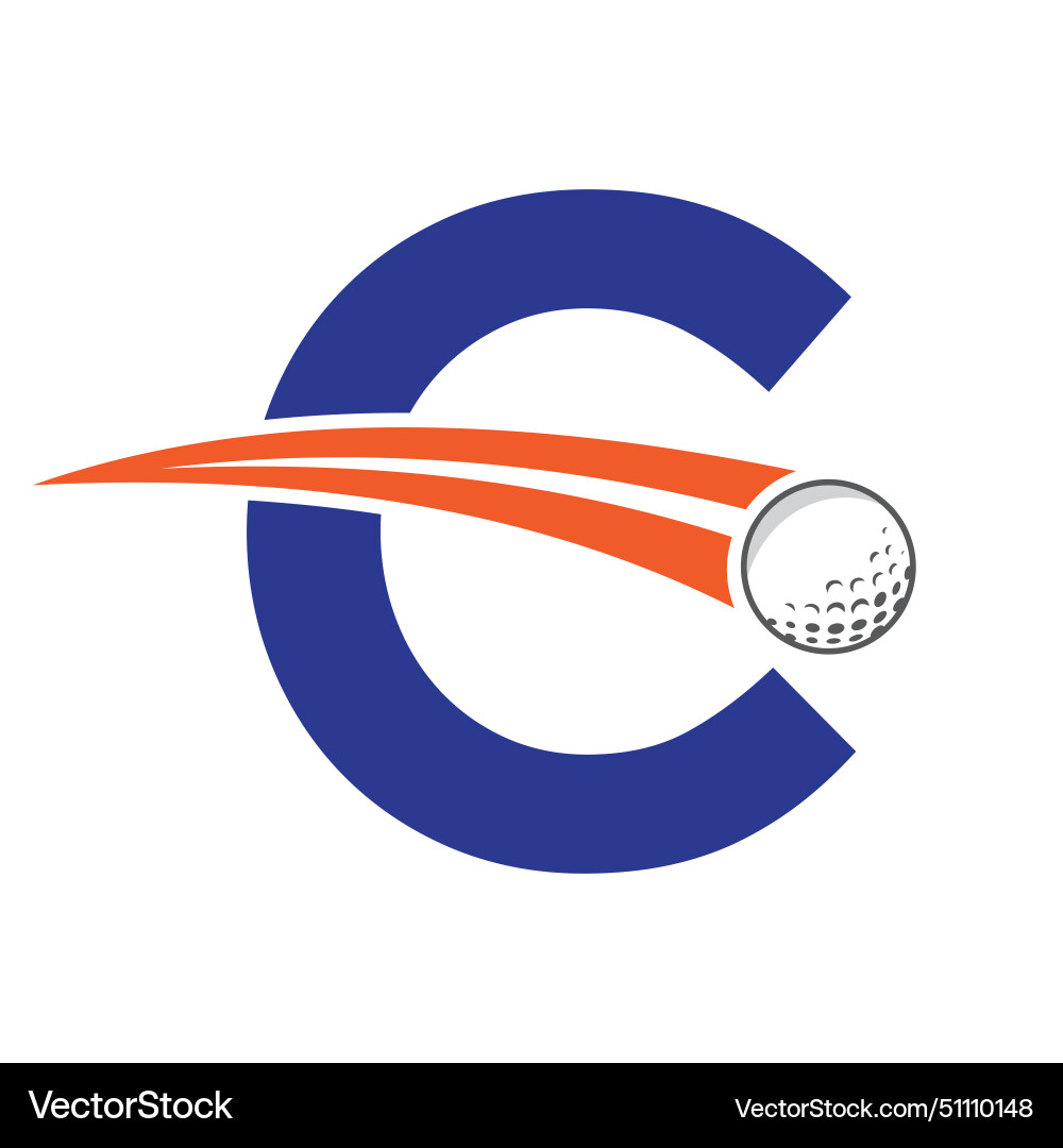 Golf logo on letter c concept with moving Vector Image