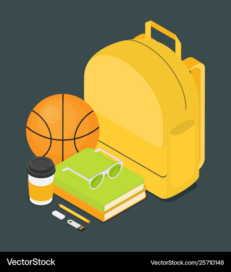 Isometric school homework concept layout Vector Image