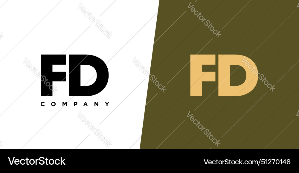 Letter f and d fd logo design template minimal Vector Image