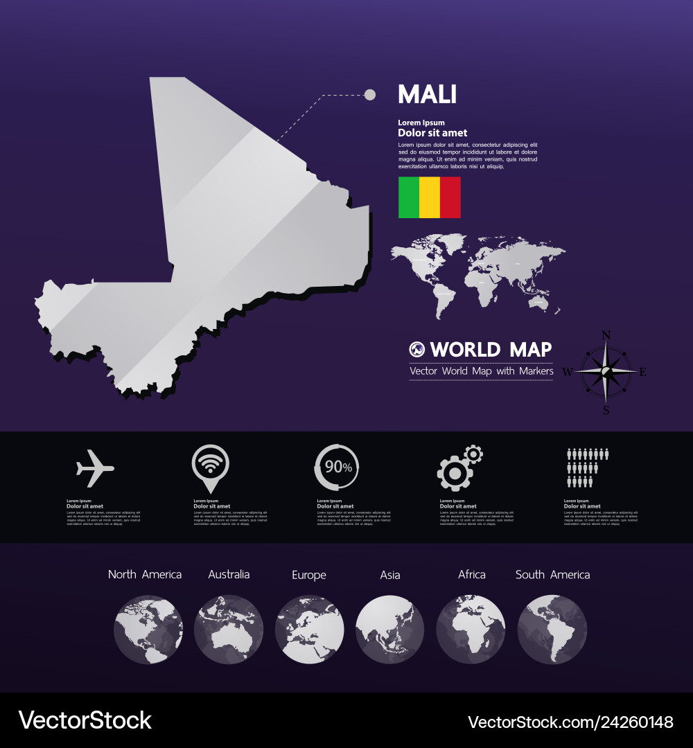 Mali map Royalty Free Vector Image - VectorStock