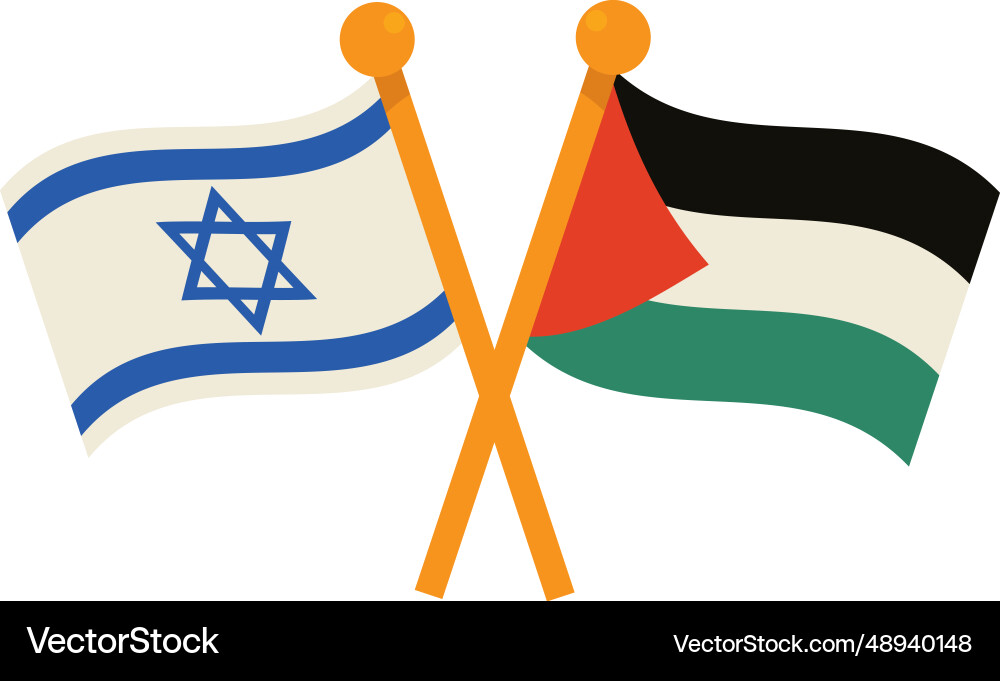 Palestine and israel flags crossed Royalty Free Vector Image