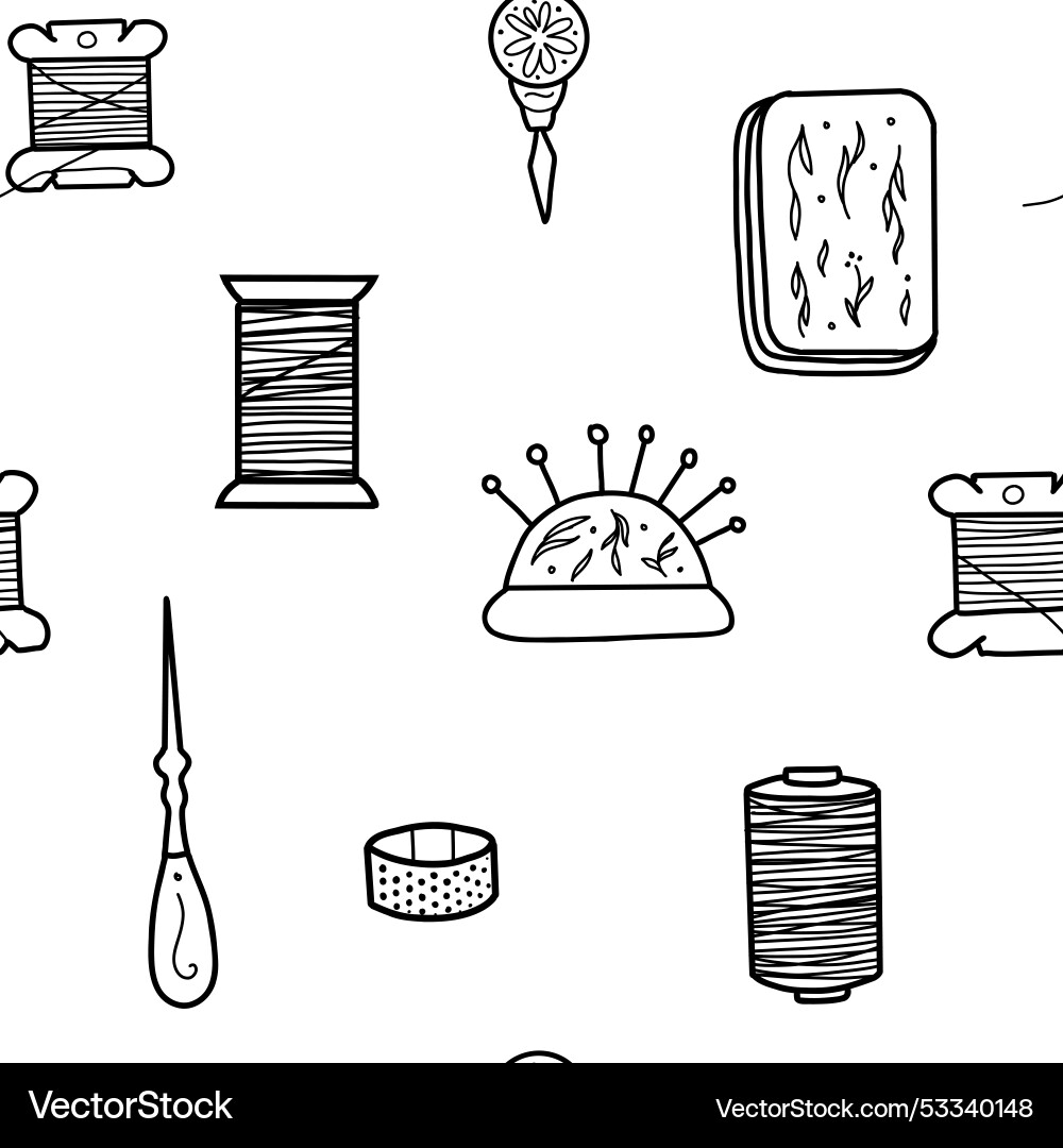 Sewing needlework tools seamless pattern tailors Vector Image