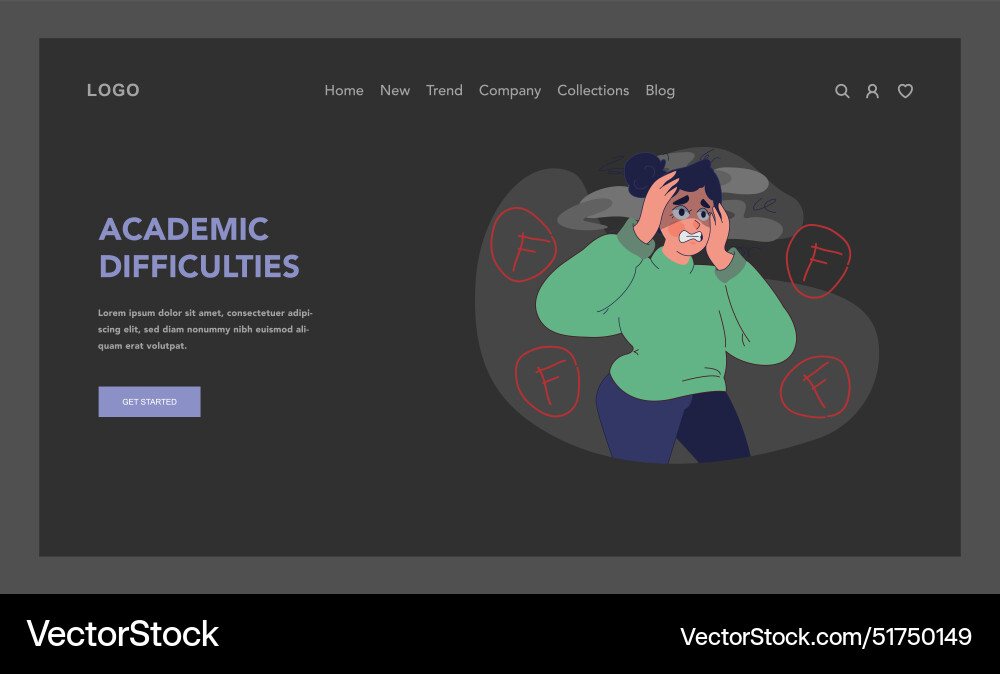 Academic difficulties concept flat Royalty Free Vector Image