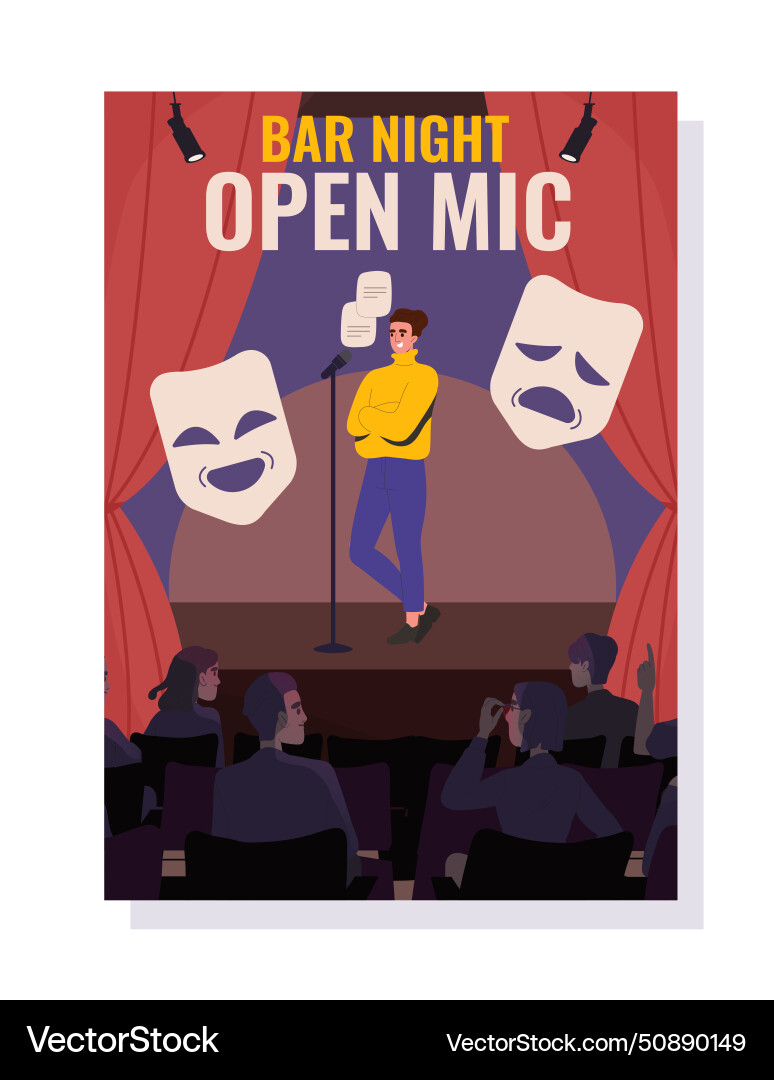 Bar night open mic concept Royalty Free Vector Image