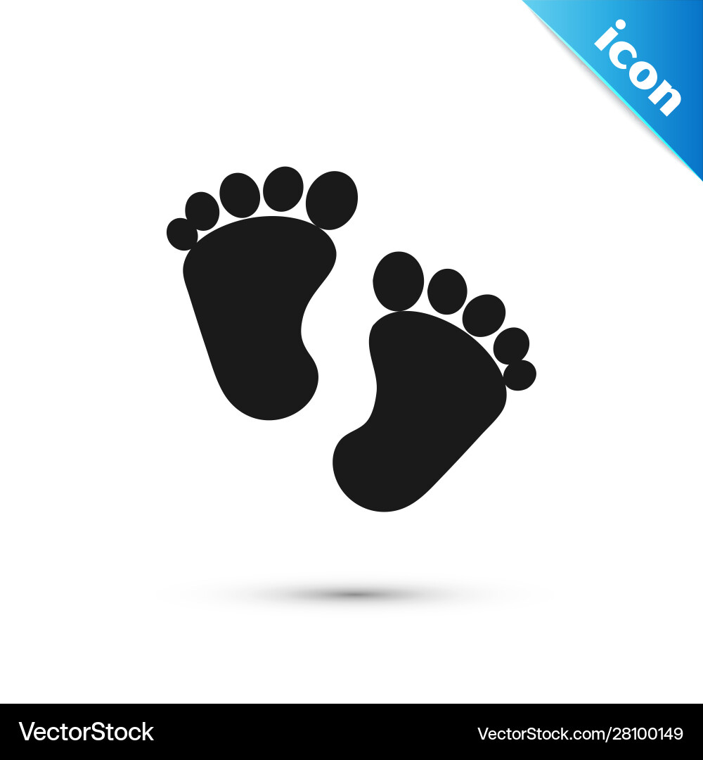 Black baby footprints icon isolated on white Vector Image