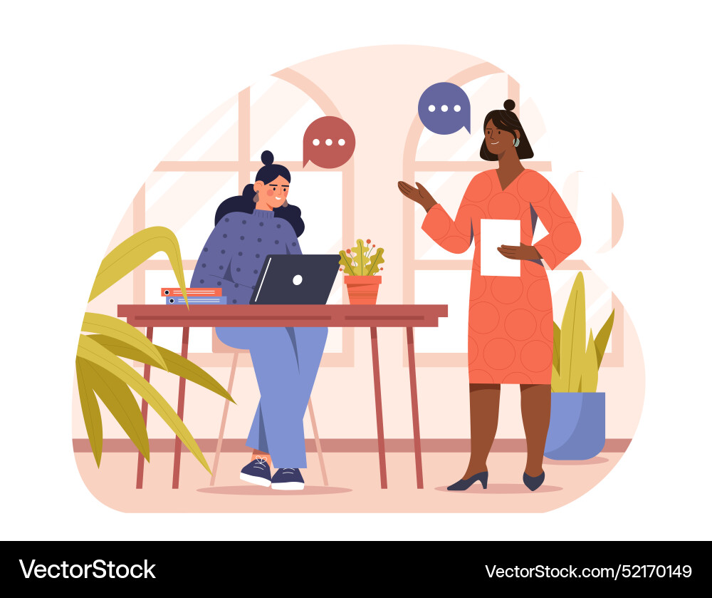 Communication between employees boss gives Vector Image