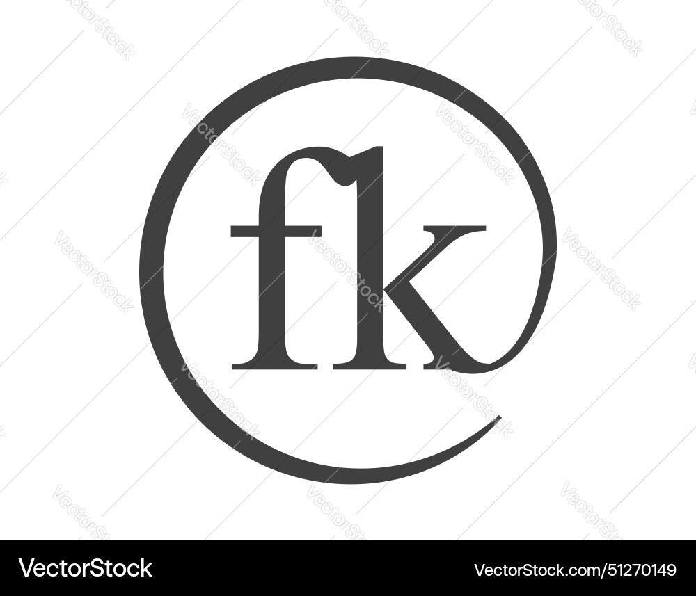 Fk logo from two letter with circle shape email Vector Image
