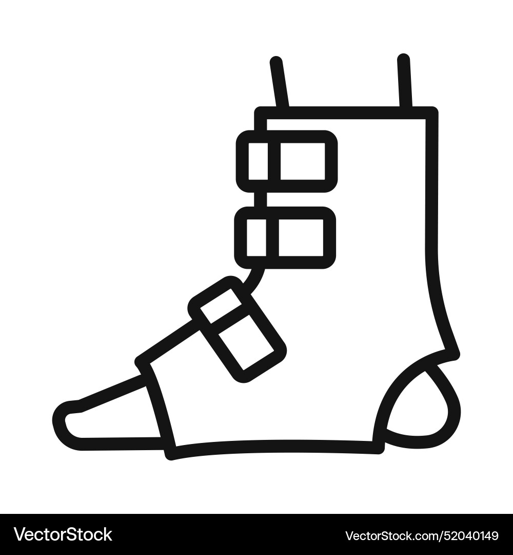Foot splint icon black and white sign Royalty Free Vector