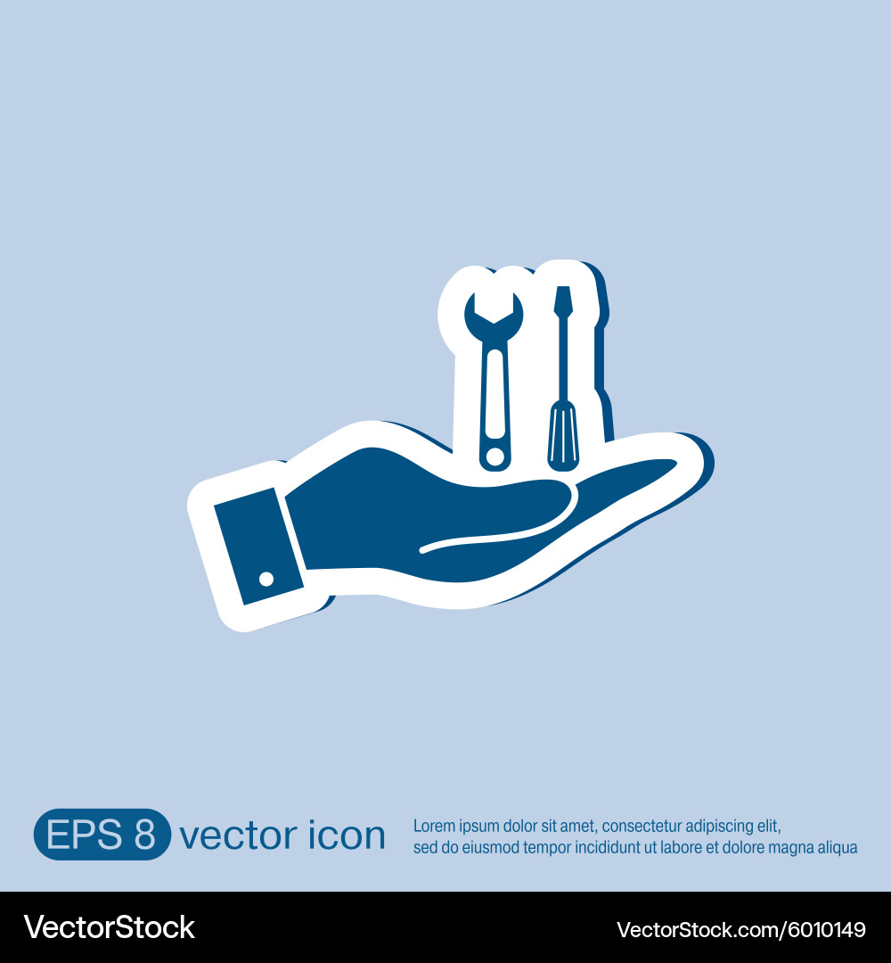 Hand holding a screwdriver and wrench symbol Vector Image
