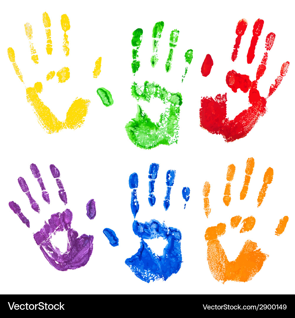 Isolated multicolored paint hand prints Royalty Free Vector