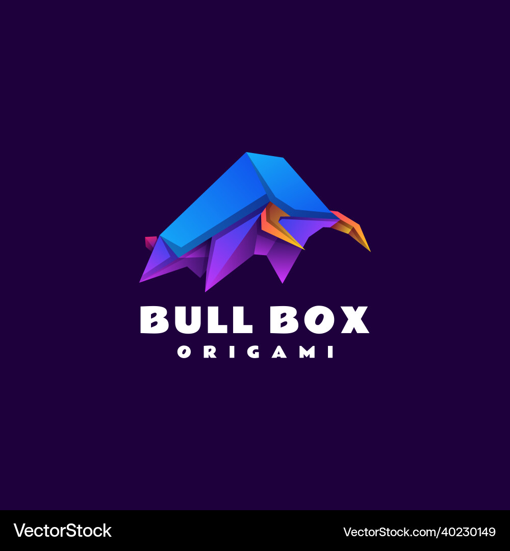 Logo bull box gradient colorful style Royalty Free Vector