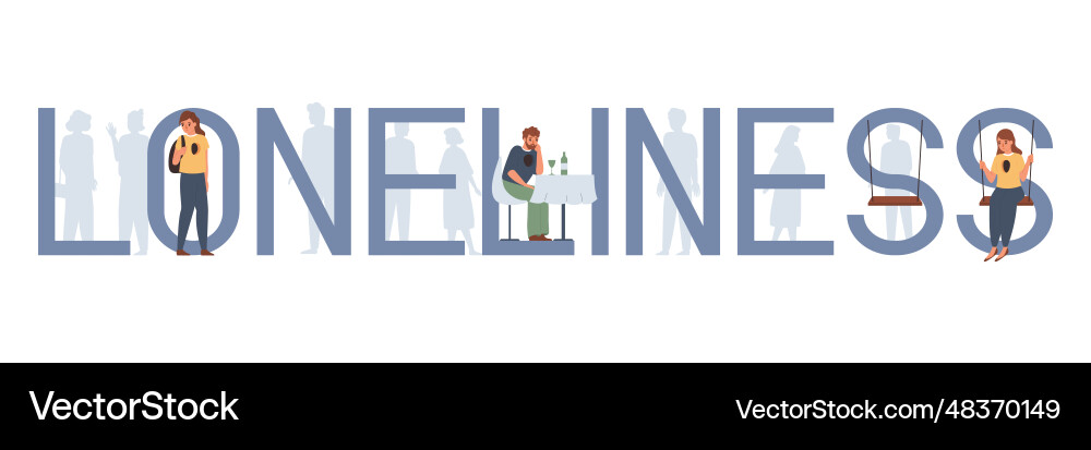 Loneliness flat text composition Royalty Free Vector Image