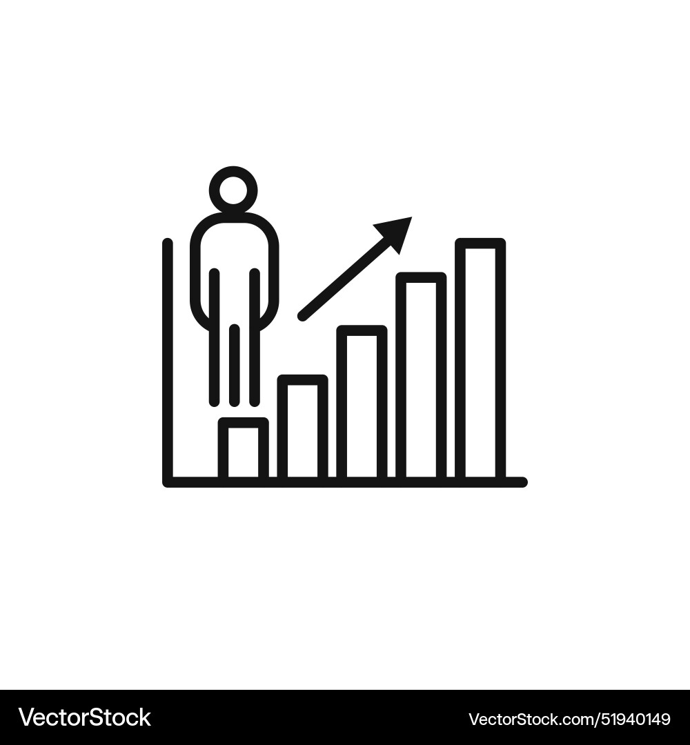 Population growth graph icon logo sign outline Vector Image