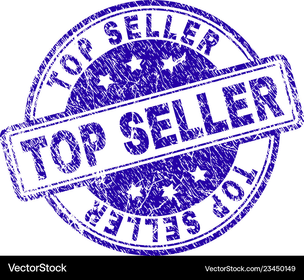 Scratched textured top seller stamp seal Vector Image