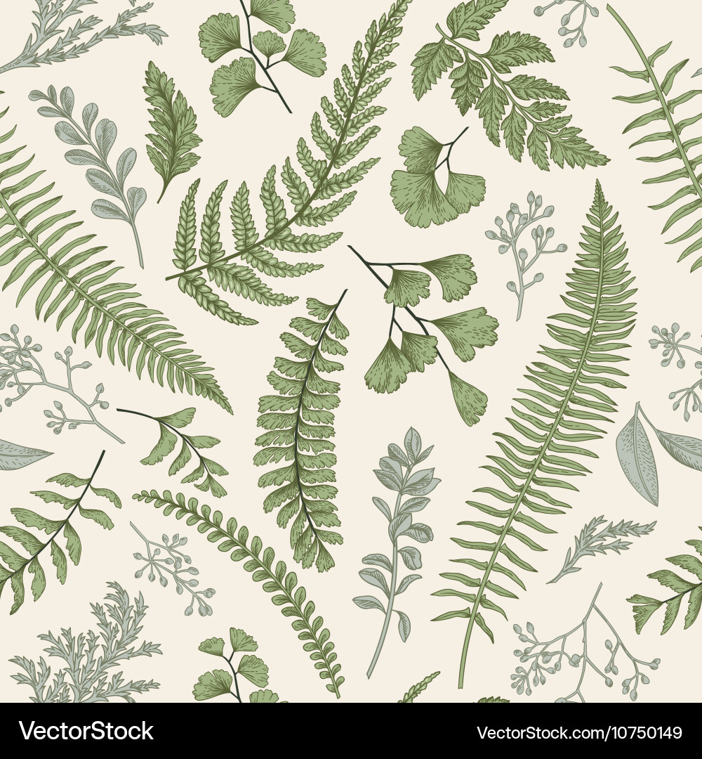 Seamless floral pattern in vintage style leaves Vector Image