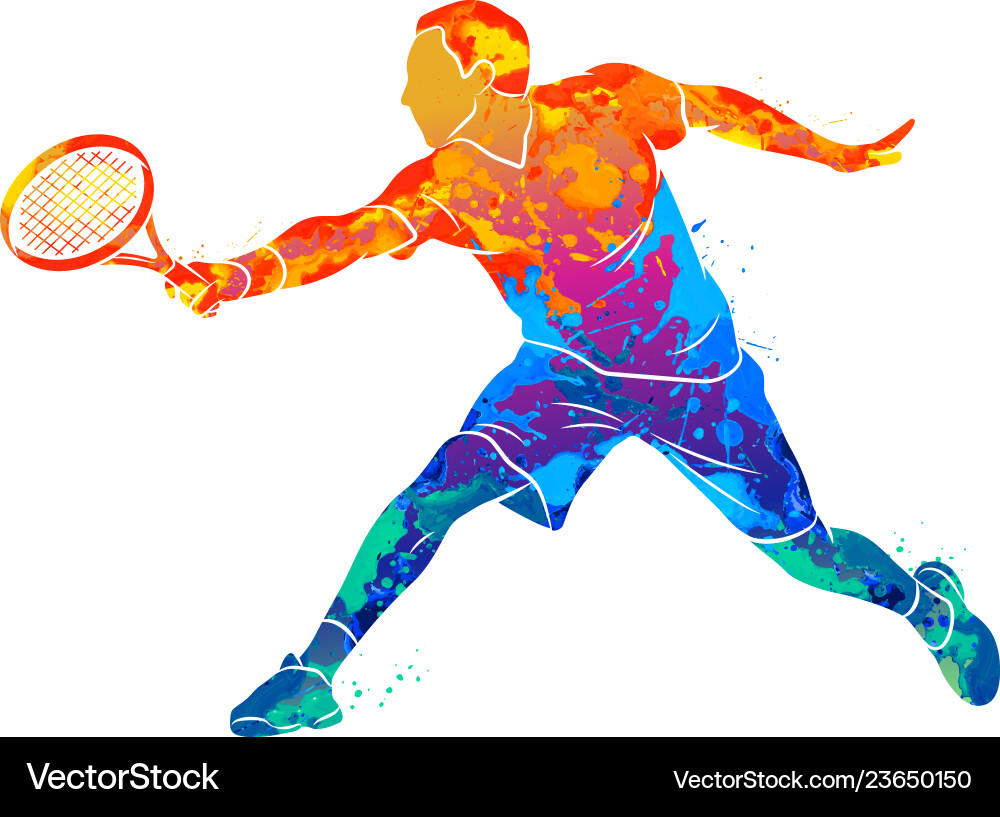 Abstract tennis player with a racket from splash Vector Image