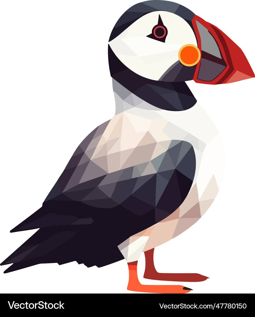 Cartoon cute puffin bird icon Royalty Free Vector Image