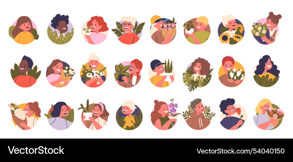 Delightful set of circular avatars featuring Vector Image