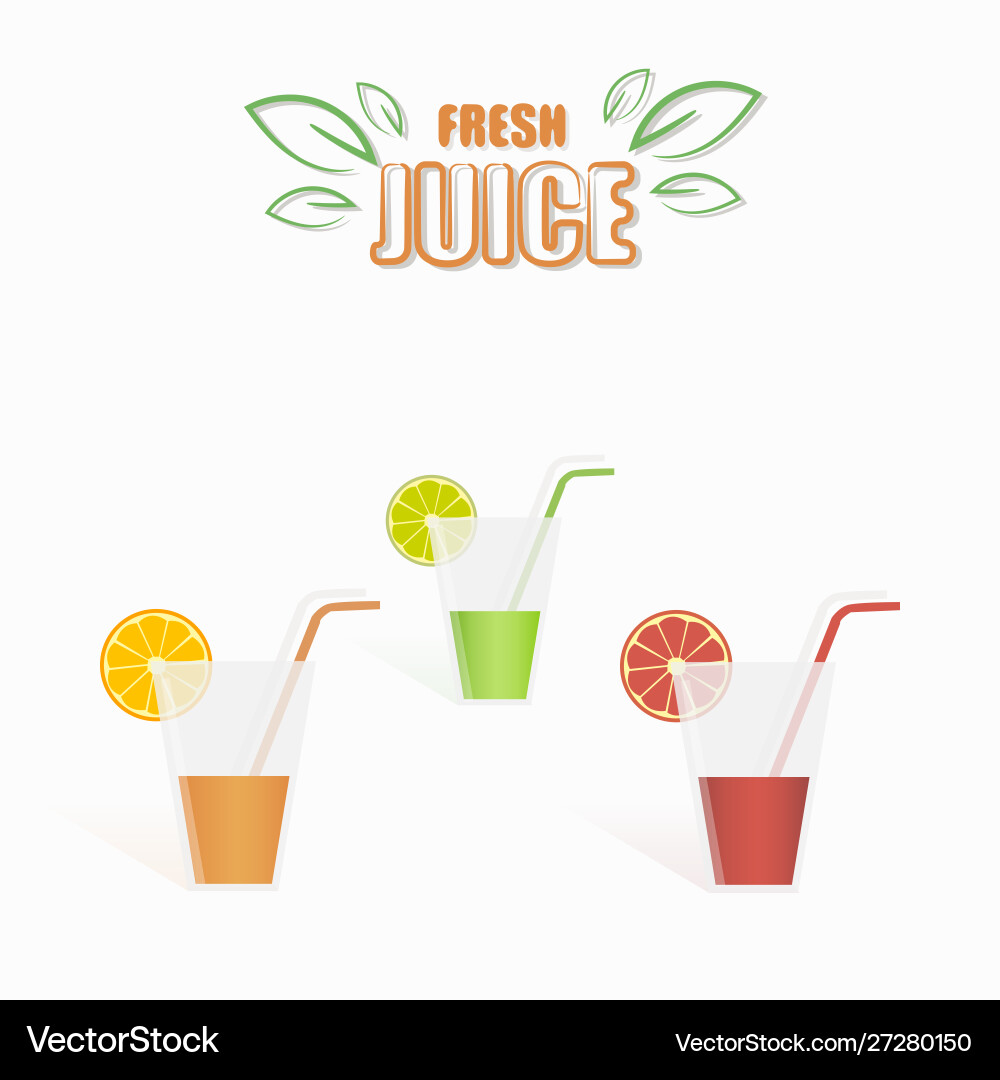 Flat glass natural fresh juice Royalty Free Vector Image