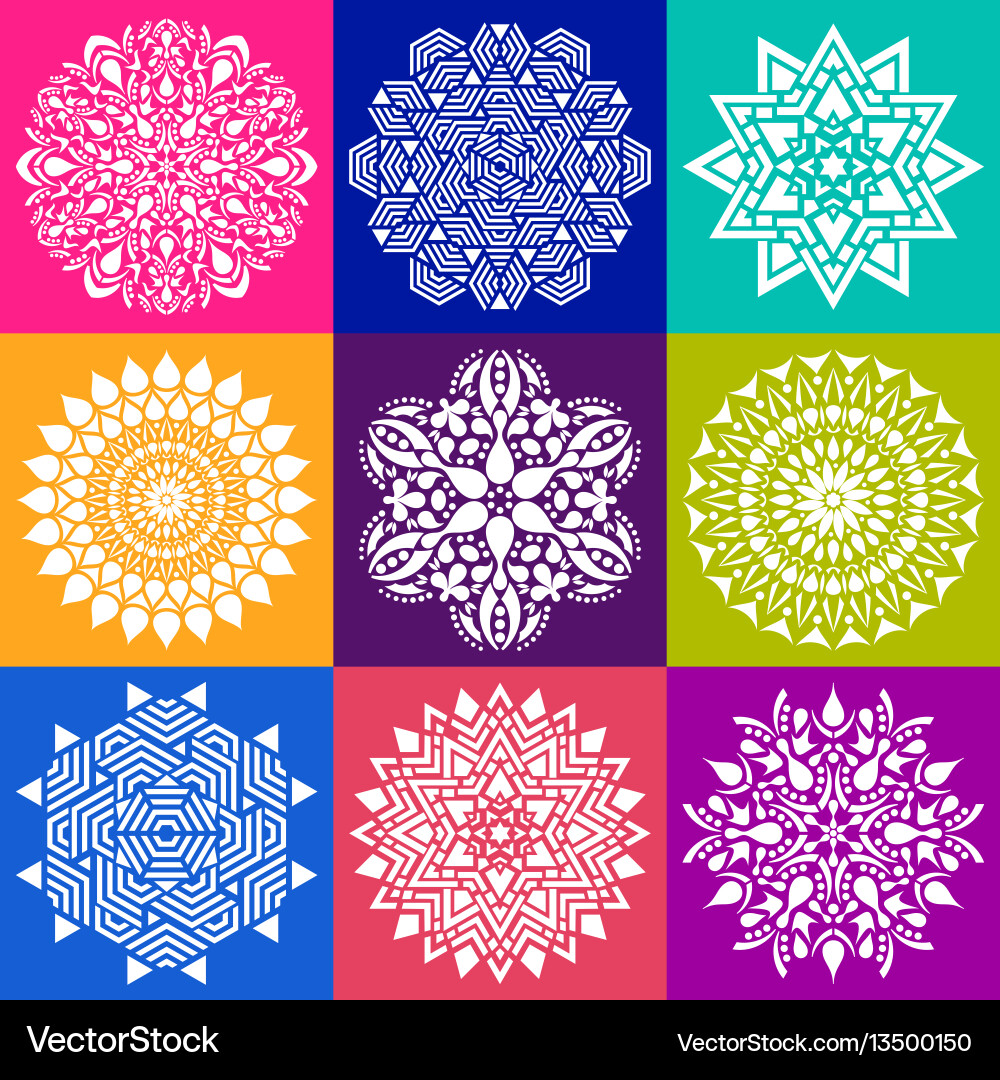 Geometric abstract mandala collection Royalty Free Vector