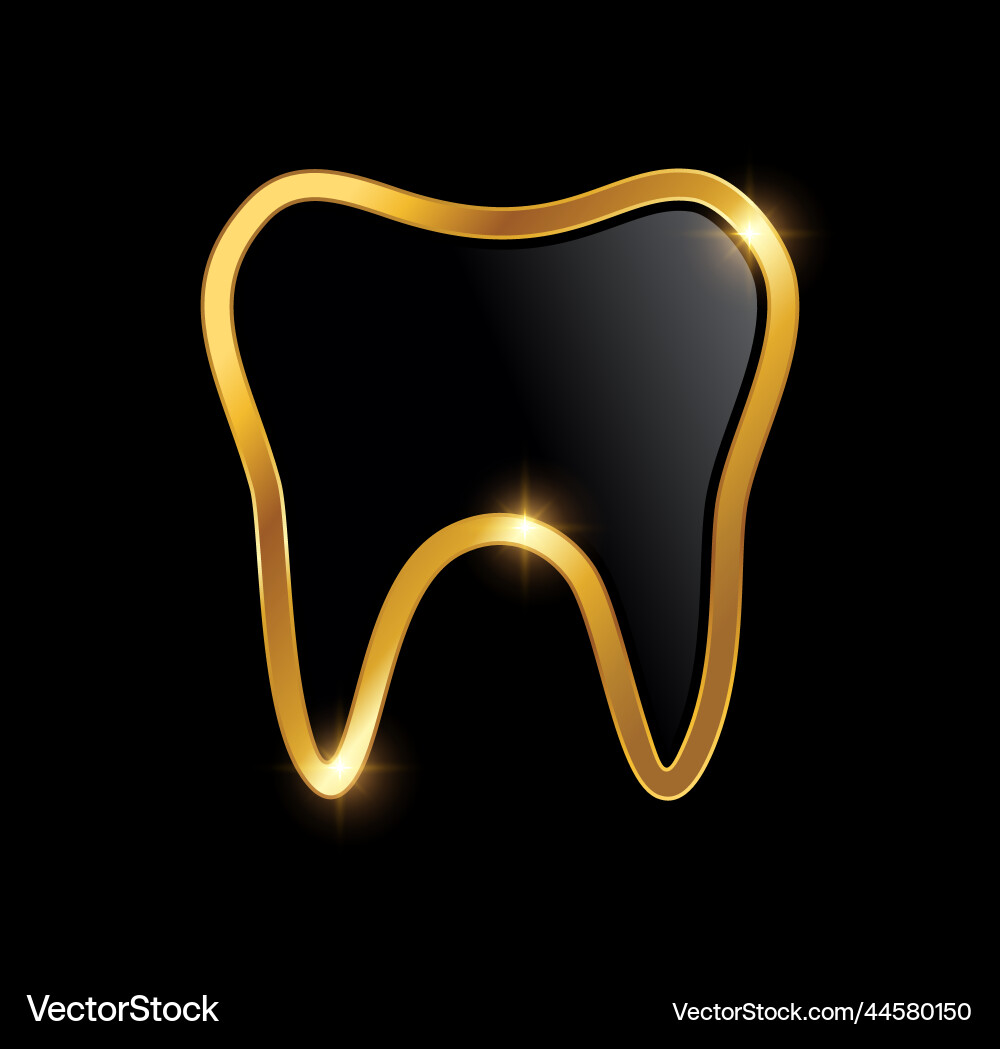 Golden luxury tooth icon Royalty Free Vector Image