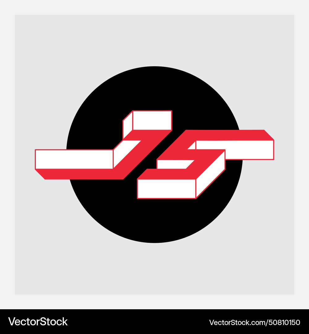 Js - original three-dimension letters in a black Vector Image