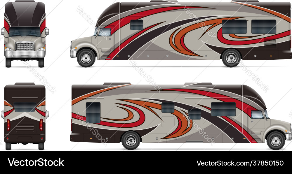 Rv template vehicle branding mock up side front Vector Image