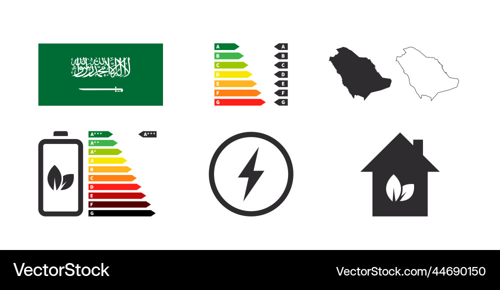 Saudi arabia energy efficiency badges Royalty Free Vector
