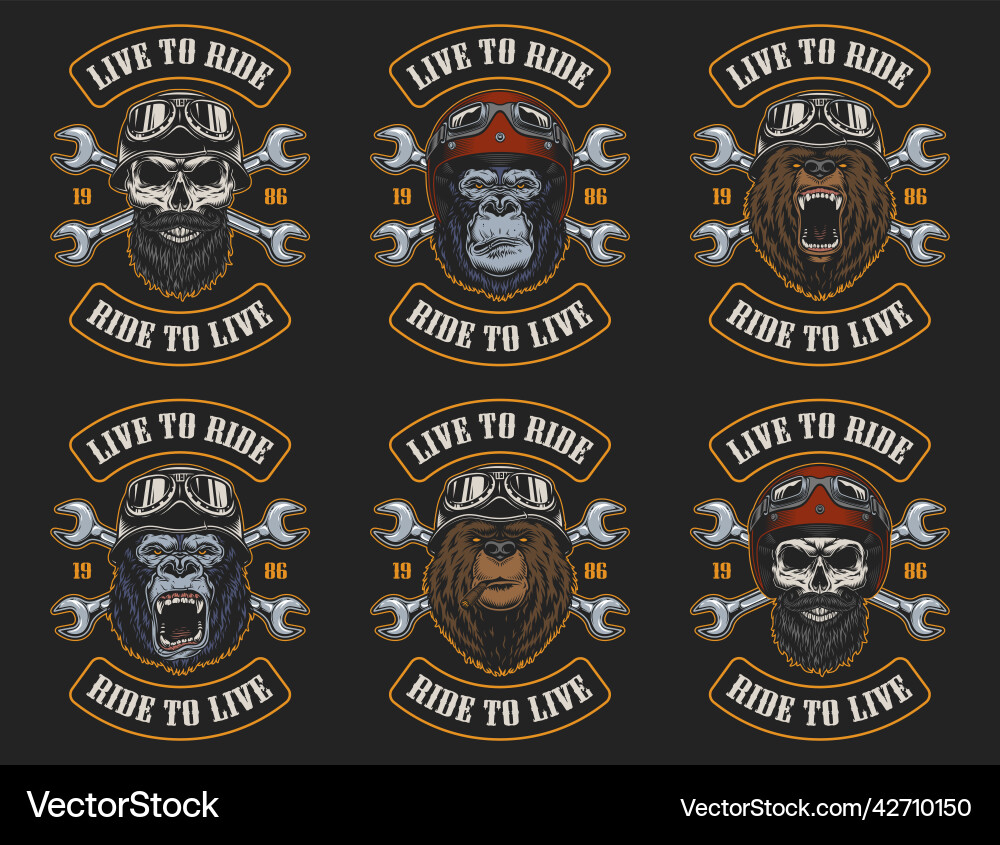Set of biker emblems Royalty Free Vector Image
