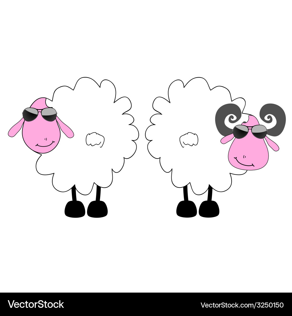 Sheep and ram cartoon art Royalty Free Vector Image