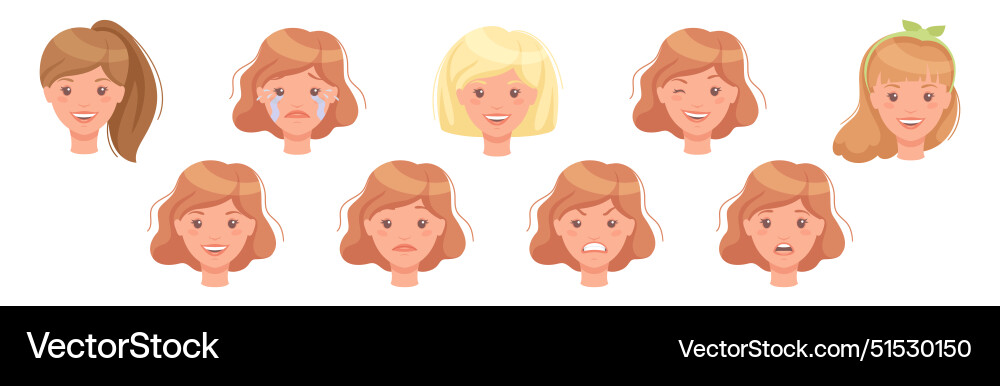 Woman head showing face expression and emotion Vector Image