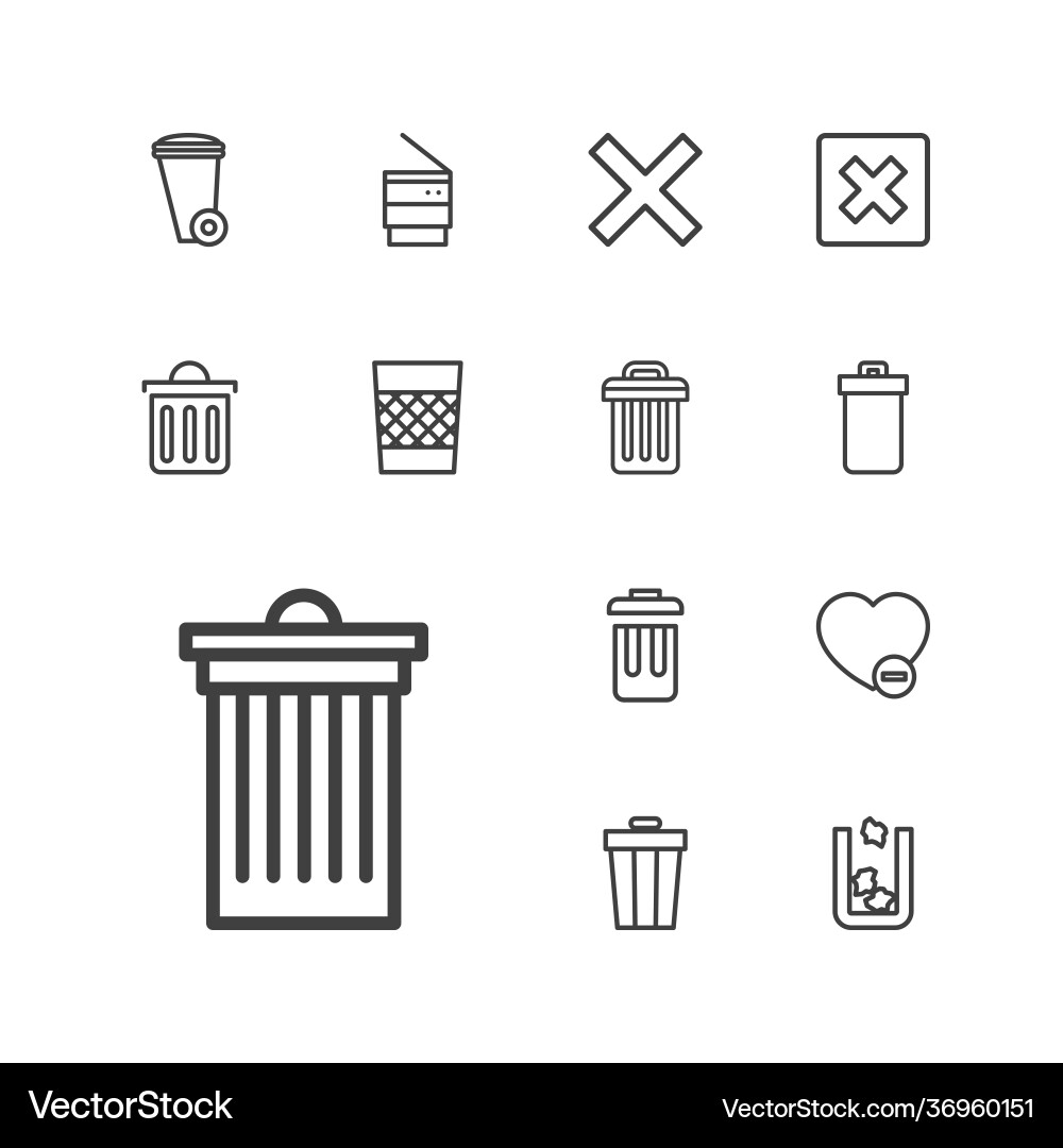 13 Icons löschen Lizenzfreies Vektorbild - VectorStock