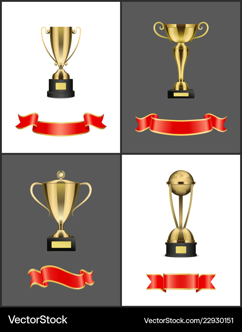 Awards trophies and ribbons Royalty Free Vector Image