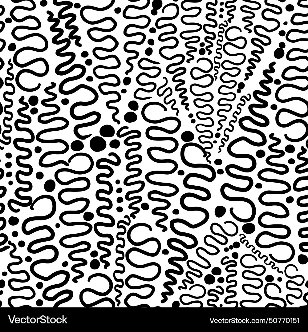 Black swirls spirals seamless pattern hand Vector Image