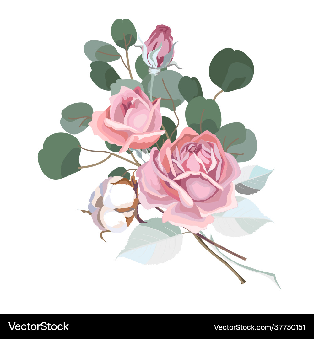 Bouquet with roses Royalty Free Vector Image - VectorStock