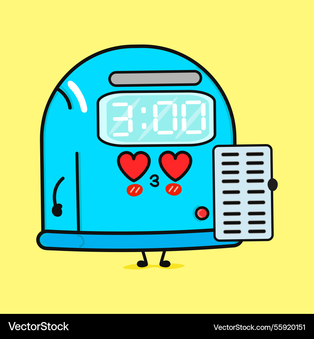 Cartoon punch clock cute time holding Royalty Free Vector