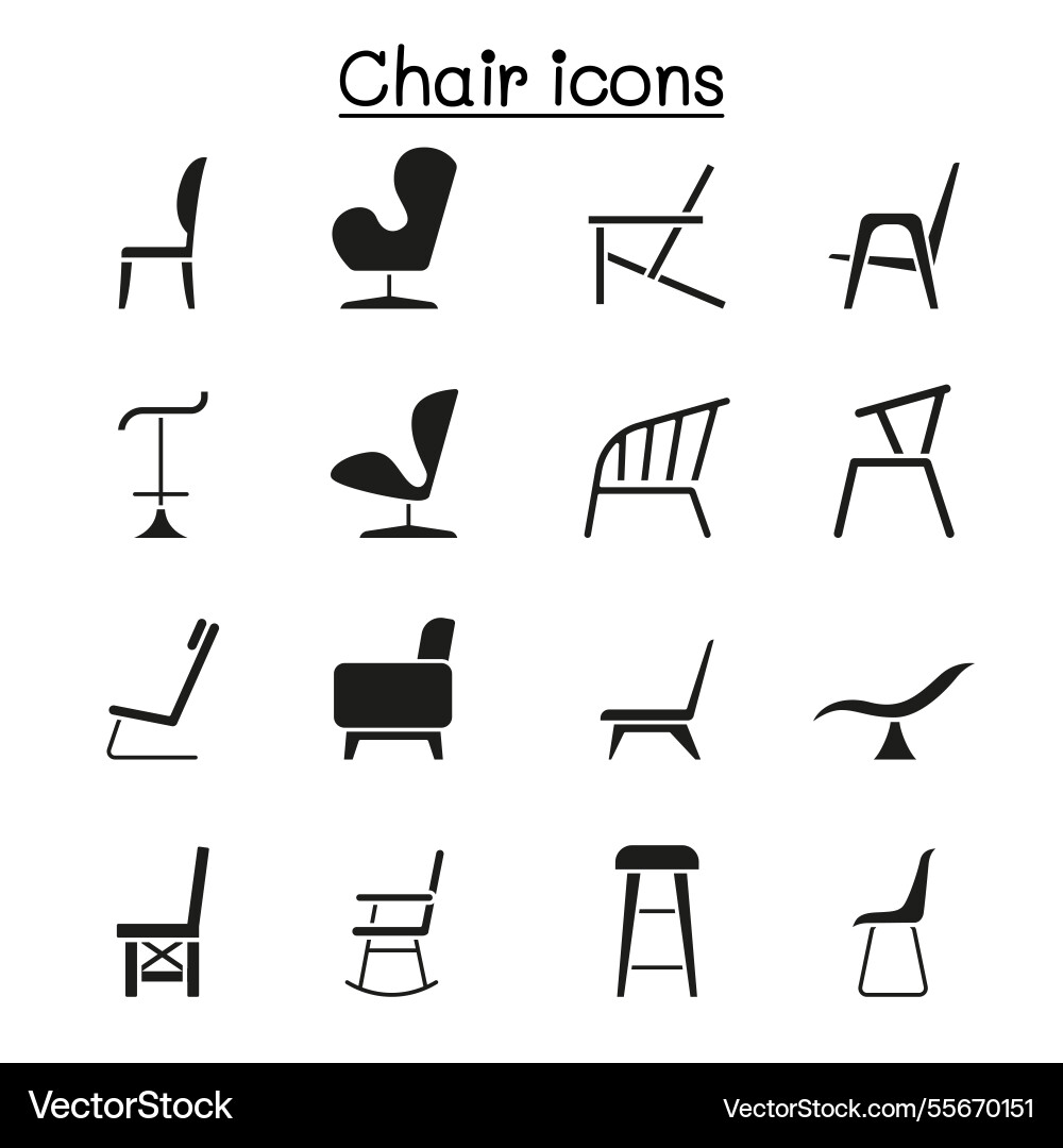Chair icon set in thin line style Royalty Free Vector Image