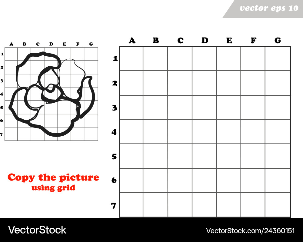 Copy rose flower with the grid lines Royalty Free Vector