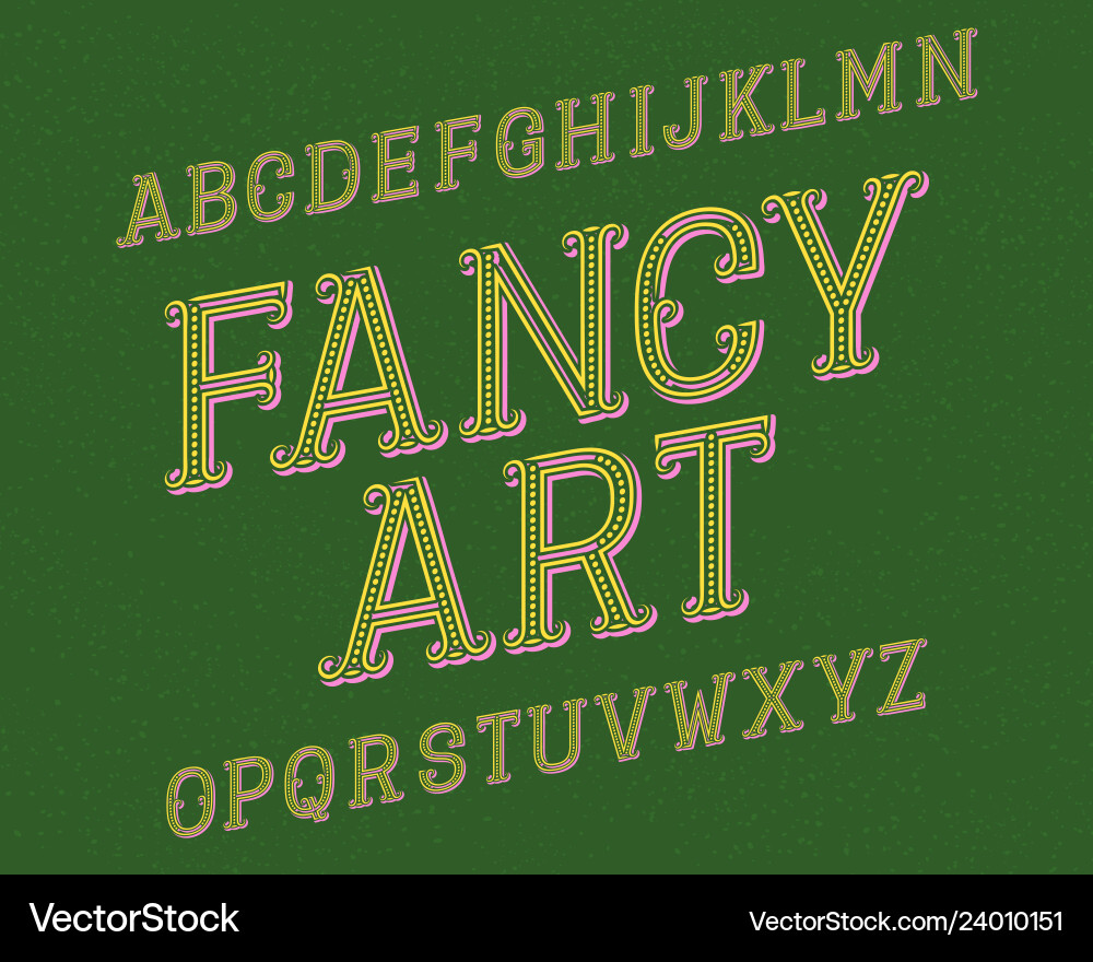 Fancy art typeface retro font isolated english Vector Image
