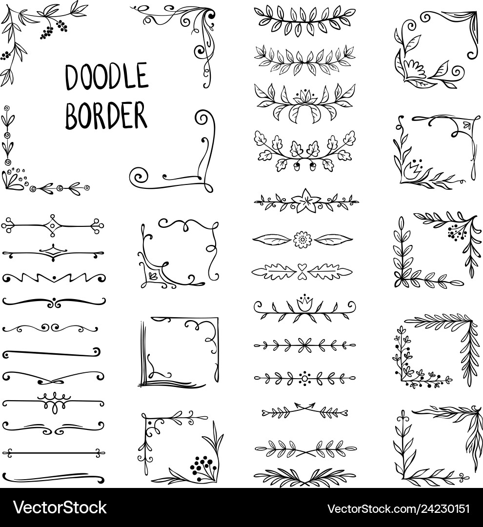 Floral Doodle Border Frame Royalty Free Vector Image
