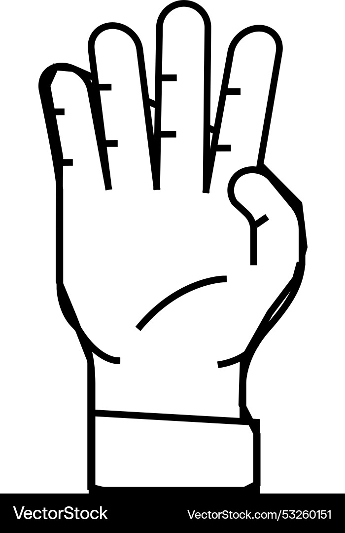 Four number hand gesture line icon Royalty Free Vector Image
