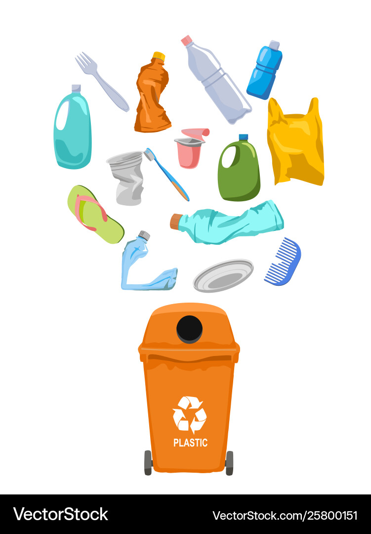 Garbage can with plastic elements Royalty Free Vector Image