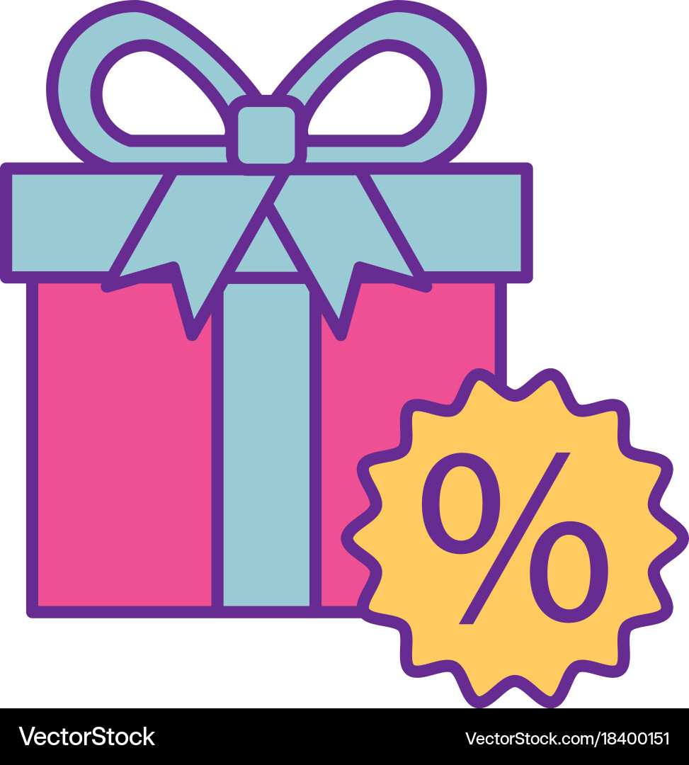 Gift box tag discount special offer percent off Vector Image