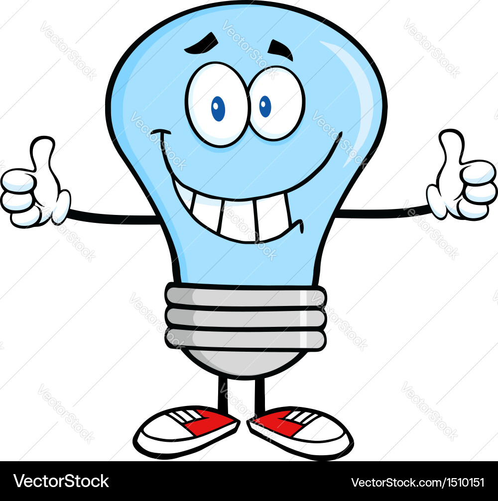 Happy light bulb cartoon Royalty Free Vector Image