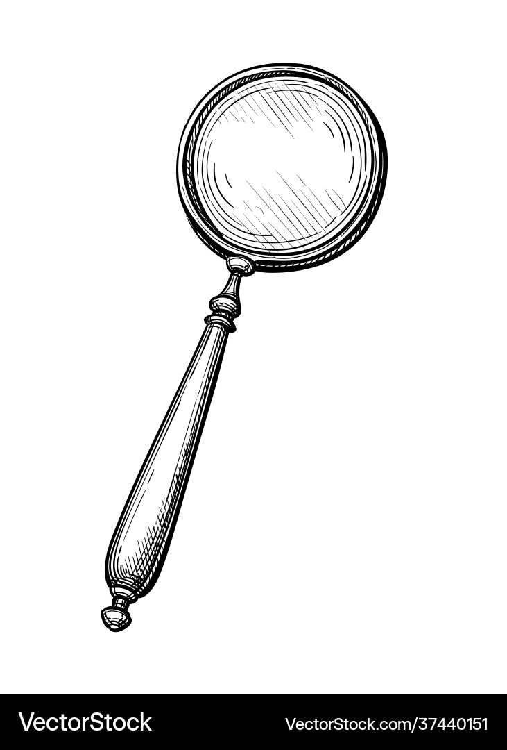 Ink sketch magnifying glass Royalty Free Vector Image