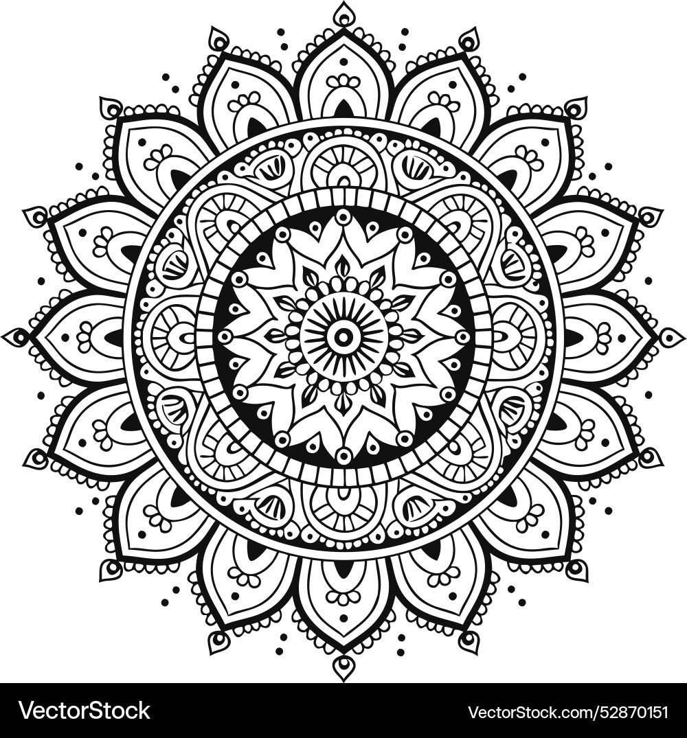 Mandala and line art with coloring page black Vector Image