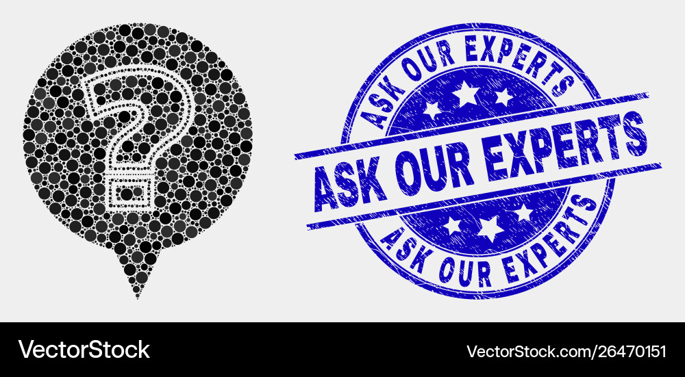 Pixel question icon and grunge ask our Royalty Free Vector