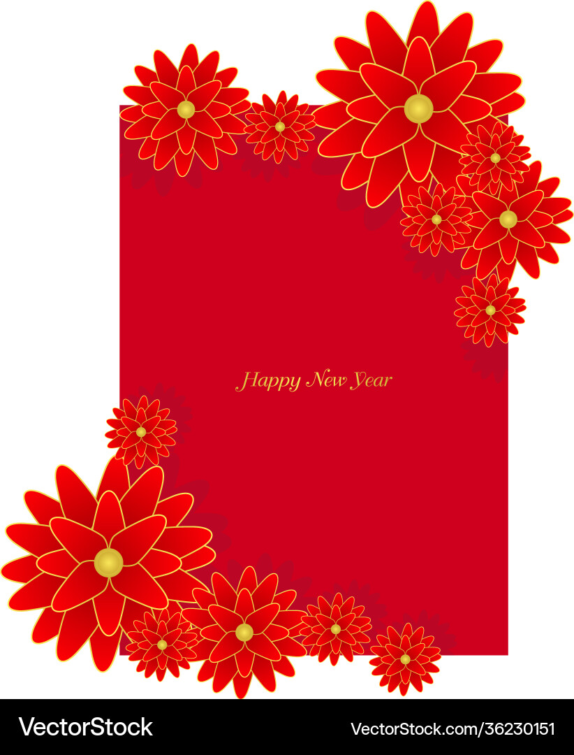 Red lucky chinese flower frame Royalty Free Vector Image