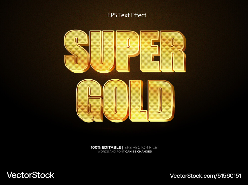 Super gold editable text effect logo template Vector Image